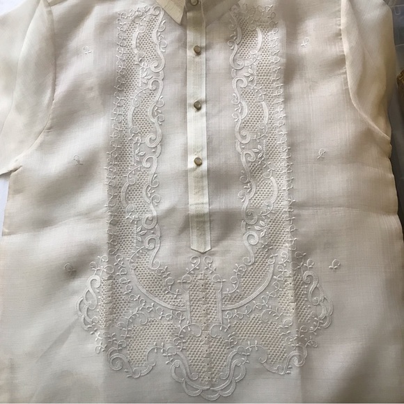 Shirts | Cream Beige Pina Silk Barong Tagalog With Classic Embroidery ...